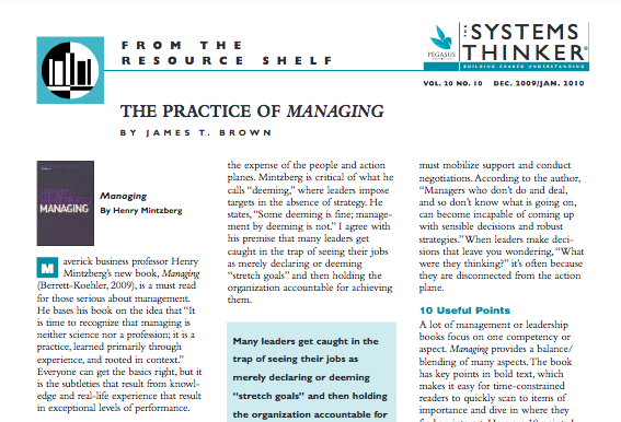 The Systems Thinker The Practice Of Managing The Systems Thinker